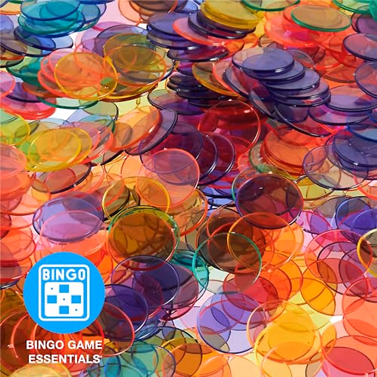 Brybelly Royal Bingo Supplies Bingo Chips for Bingo Games - 1000 Count, Mixed - 3/4" Translucent Bingo Markers - Clear Plastic Bingo Chips Bulk Transparent Counters