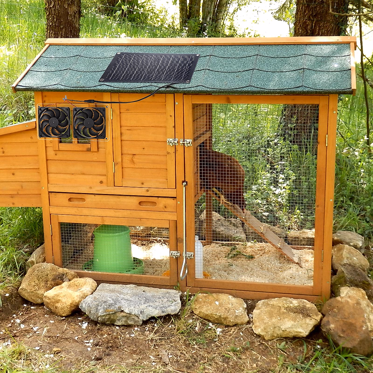 Mudder Solar Panel Fan Kit Waterproof Solar Powered Dual Fan 10W 12V Solar Exhaust Fan for Chicken House, Greenhouse, Dog House, Shed, Pet Houses, Window Exhaust, DIY Cooling Ventilation Projects