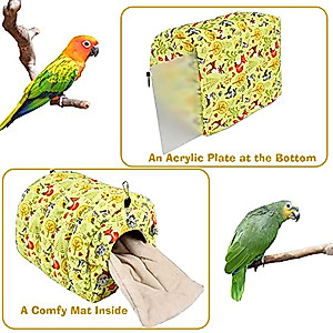 Vehomy Warm Bird Nest Hut Parrot Cozy Bed Tent Cage-Mounted Bird Bed Bird Parrot Hideout Hammock Swing Fluffy Parrot Sleeping Bed Parrot Hideaway for Cockatiels Parakeet Budgies African Grey L