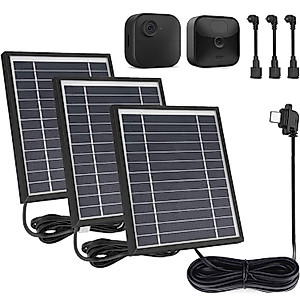 iTODOS 3 Pack Solar Panel Works for Blink Outdoor 4 (4th Gen)/Blink Outdoor (3rd Gen) XT3 and Blink XT/XT2 Camera,11.5Ft Outdoor Power Charging Cable,Power Your Blink Camera continuously - Black