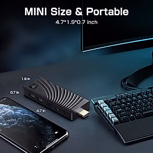 Mini PC Stick Celeron J4125 Windows 10 Pro, 4 Cores Intel Computer Stick 4K HDMI, Support Gigabit Ethernet/2.4G+5.0G WiFi/USB 3.0 Port/for Home Theater, School, Business Small Form Factor PC