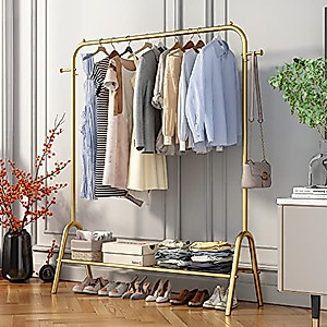 Thick forest Gold Clothing Rack Clothes Rack Garment Rack Heavy Duty Clothes Organizer Storage with Shelves