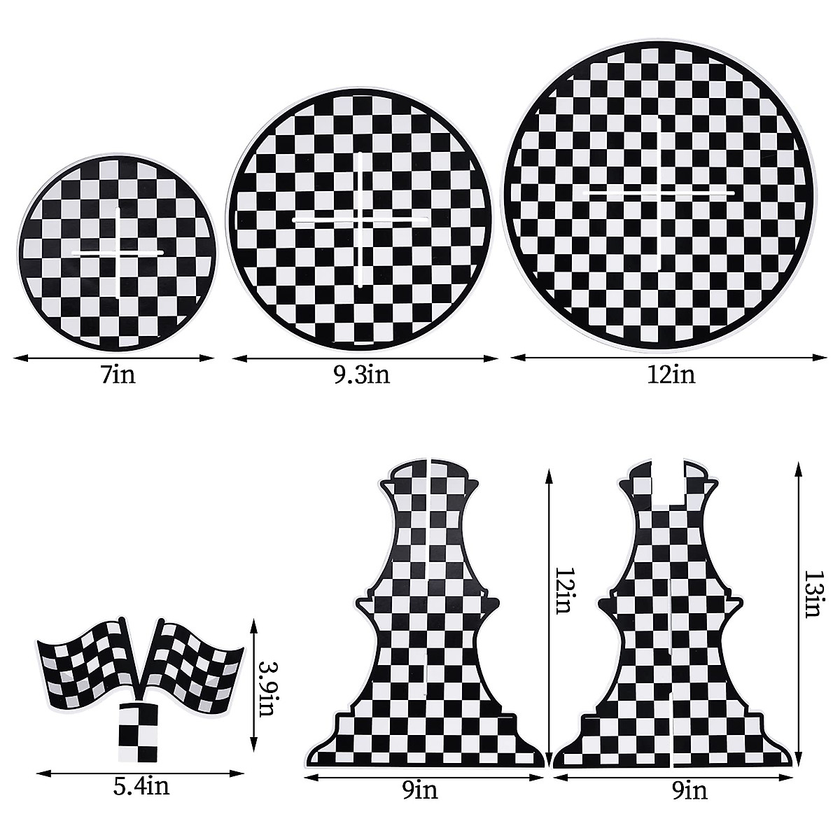 3-Tier Round Cardboard Cupcake Stand, Racing Car Theme Cardboard Cupcake Holder, Car Theme Dessert Display Stand Tower, Black and White Checkered Car Party Decorations Supplies