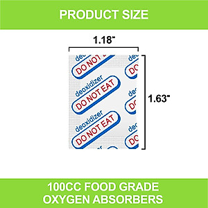100cc Oxygen Absorbers for Food Storage - 120 Packs(12 x Packs of 10), Food Grade Oxygen Absorbers for Food Storage with Oxygen Indicator, Applicable to Mylar Bags, Mason Jars, and Vacuum Bags