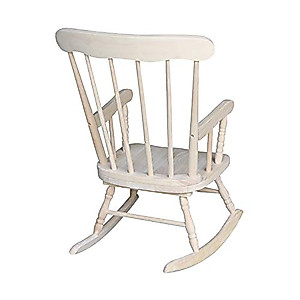 IC International Concepts Juvenile Rocker, Solid Wood Child's Rocking Chair, Sturdy and Durable Furniture for Kids Room or Nursery - Unfinished