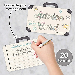 Big Dot of Happiness World Awaits - Suitcase Wish Card Travel Themed Graduation Party, Baby or Bridal Shower Activities - Shaped Advice Cards Game - Set of 20