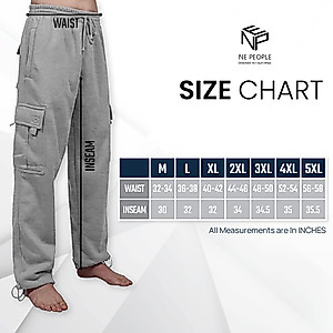 NE PEOPLE Men’s Cargo Pants – Lightweight Comfy Jogger Sweatpants Fleece Elastic Waistband Workout Casual Active Sports NEMP17 Black 3XL