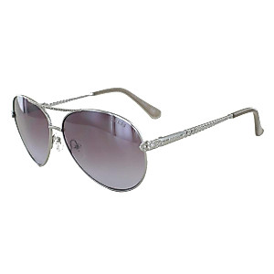 GUESS Women's Gu7470-s Aviator Sunglasses, Shiny Light nickeltin & Gradient, 60 mm