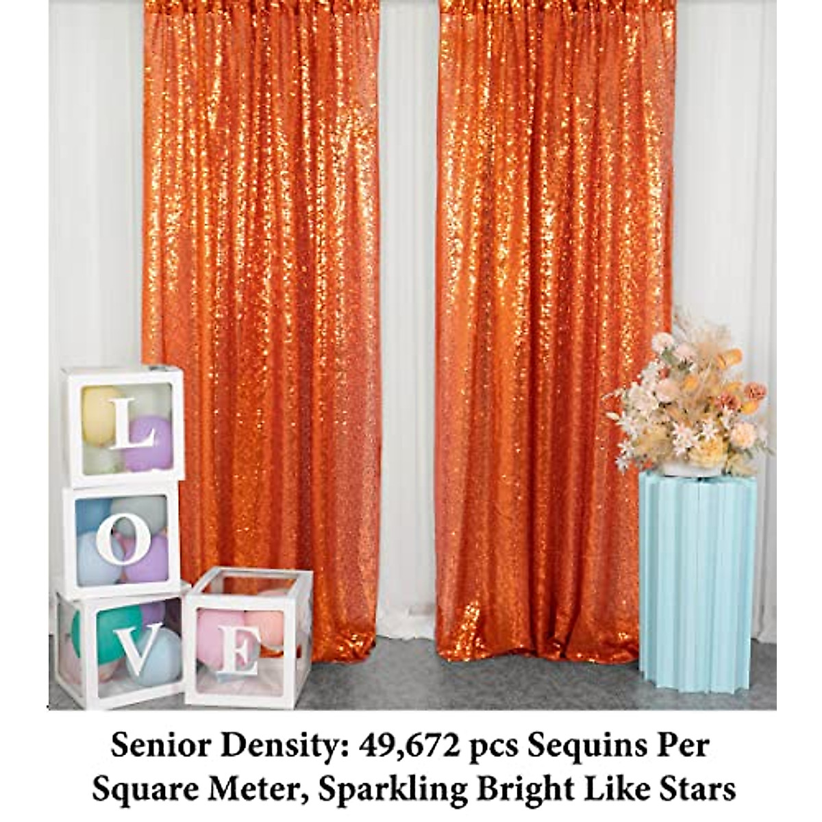 Coral Sequin Curtains 2 Panels 2FTx8FT Glitter Sequin Backdrop Curtains Orange Shimmer Wall Backdrop Birthday Backdrops Christmas Wedding Party Backdrop Sequence Backdrop for Photography(2FTx8FT)