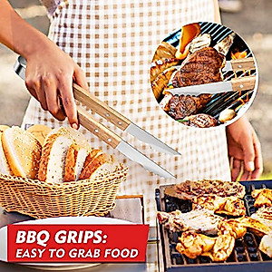 Grill Tongs for Cooking BBQ Set 3 Pcs Heavy Duty Grilling Cooking Tongs for Serving Food Rubber Grips Long Locking Stainless Steel Kitchen Tongs & Barbecue No More Burnt Hands Heat Resistant