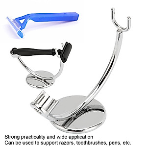 Curved Shaver Stand, Stainless Steel Single Head Shaving Brush Holder Safety Support Accessories for Men