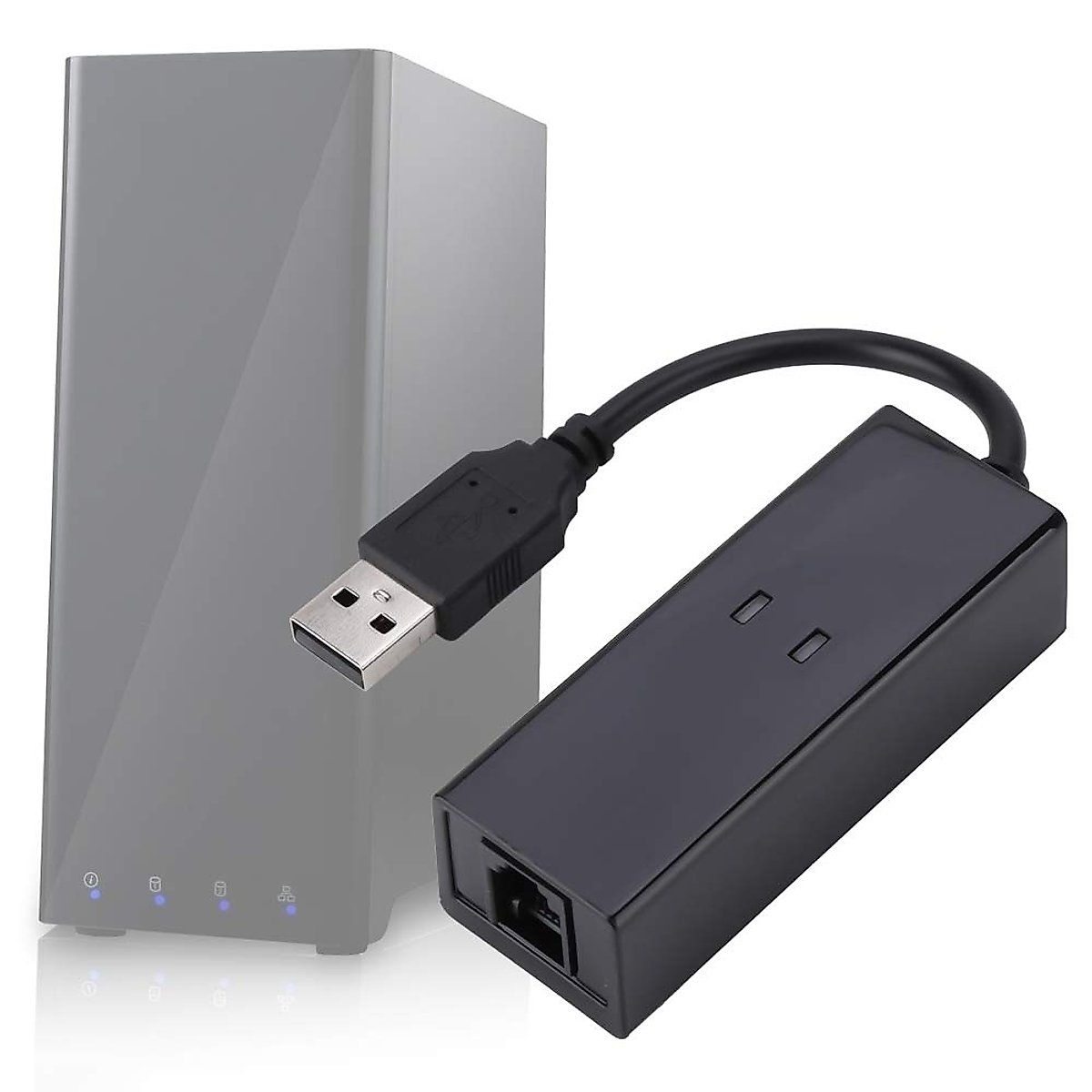 ASHATA 56K Data Modem, External Dial Up Voice Fax Data Modem,USB 2.0 56K Fax Modem,Small Size,Light-Weighted,Fit for Win7 Win8 Win10