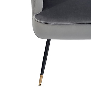 FurniutreR Accent, Modern and Elegant Armchair, Velvet Fabric Metal Black Gold Legs and High Back for Living Bedroom Office Waiting Room Leisure Chair, Grey