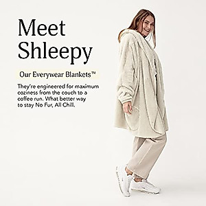 UnHide Shleepy Faux Fur Robe - Lightweight, Extra Soft, & Warm Wearable Blanket - Made From Soft Polyester Faux Fur Material - Machine Washable - Beige Bear - Plus Size