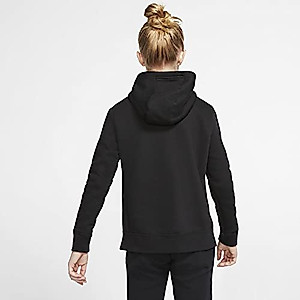 Nike Girls NSW Pullover Hoodie (as1, alpha, l, regular, regular, Black/White/White)