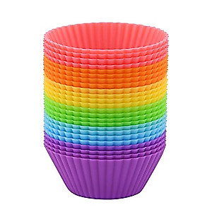 Mirenlife 2 Inch Mini Size Silicone Baking Cups Muffin Cups, Reusable and Nonstick Mini Cupcake Liners, Mini Chocolate Holders Truffle Cups, 24 Pack, 6 Vibrant Colors, Round