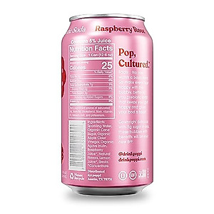 POPPI Sparkling Prebiotic Raspberry Rose Soda w/ Gut Health & Immunity Benefits, Beverages made with Apple Cider Vinegar, Seltzer Water & Fruit Juice, Low Calorie & Low Sugar Drinks, 12oz (12 Pack) (Packaging May Vary)
