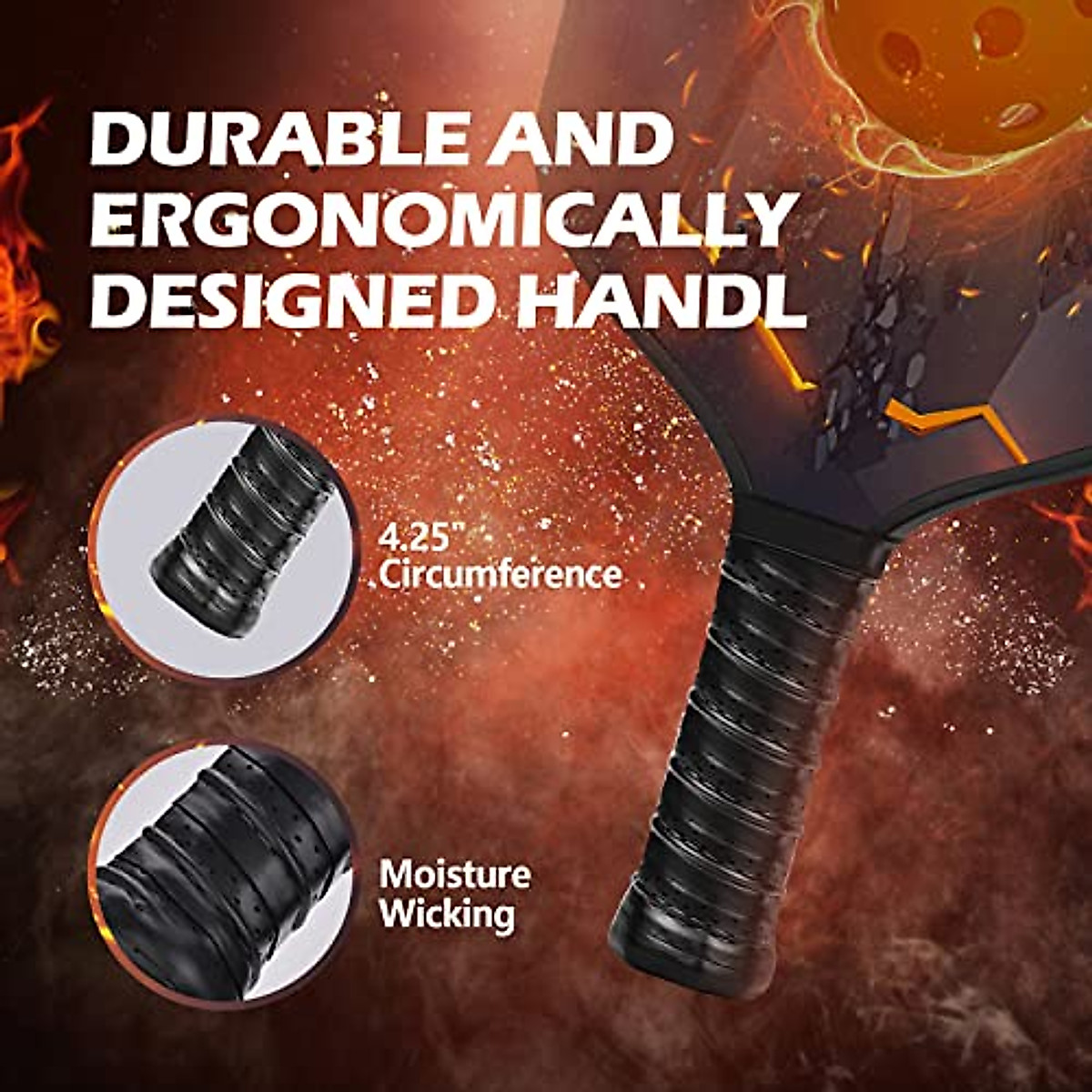 Pickleball Paddles, USAPA Approved Carbon Fiber/Graphite Face Lightweight Pickleball Set with Pickleball Rackets, Pickle Ball Paddle ​for Men, Women and Children