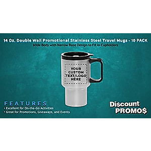 Personalized 14oz Travel Mugs Stainless Steel - 10 Pack - Custom Text, Logo - Stainless Steel