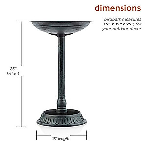 Alpine Corporation TIZ112 Alpine Plastic Outdoor Decor for Garden, Patio, Deck, Porch-Green Birdbath with Planter Pedestal, 25 Inch Tall, 15"L x 15"W x 25"H, Turquoise