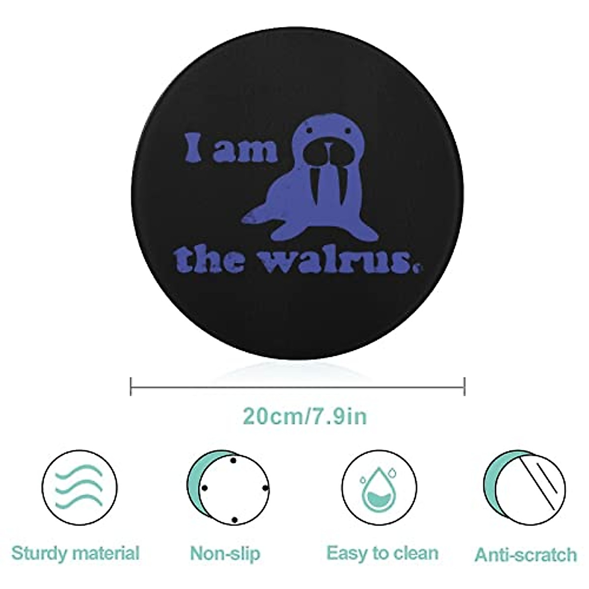 I Am The Walrus Printed Round Cutting Board Glass Chopping Blocks Mats Food Tray for Home Kitchen Decoration