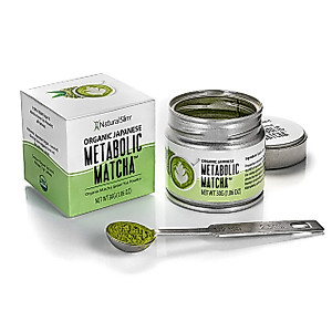 NaturalSlim Double Wall Glass Mug & Metabolic Matcha Green Tea Powder - Borosilicate Clear Drinking Cup Insulated w/Bamboo Lid 13.5 oz. - Japanese Matcha for Metabolism Weight Loss Tea ​30g