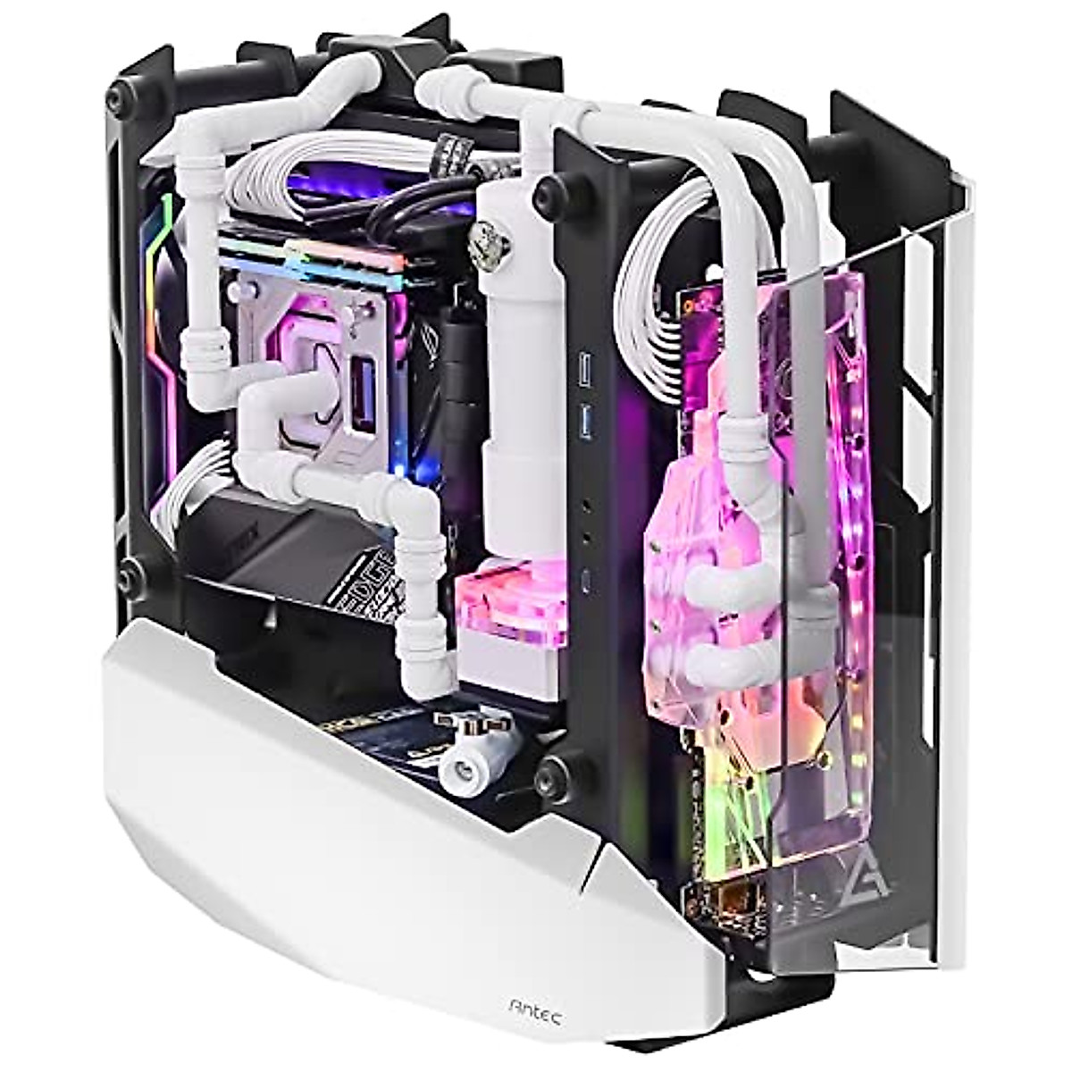 Antec Striker Aluminum and Steel ITX Computer Case, Front GPU Mount, Up to 4 x 120 mm Fan Support, USB 3.1 Type-C Ready and PCI-E Riser Included (Striker Mini)