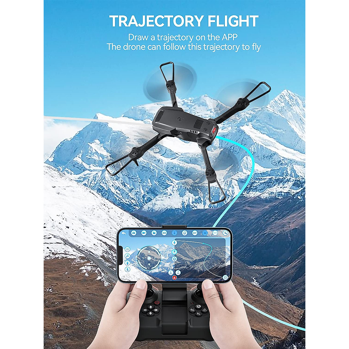 Drone with Camera for Adults 4K - ROVPRO Dual Camera S60 RC Quadcopter with APP Control - Obstacle Avoidance, Waypoint Fly, Altitude Hold, Roll Mode, Headless Mode, 2 Batteries (Black)