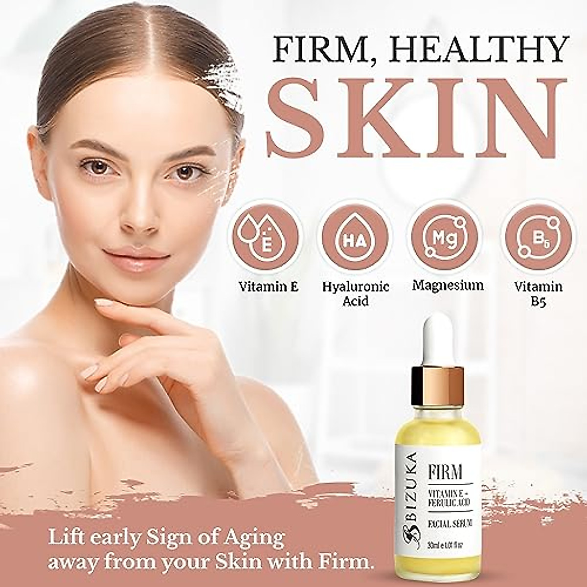 BIZUKA Vitamin C Serum Combo Pack - 3-in-1 Hydrating Skincare Set With Vit C Serum & Magnesium, Vitamin B5 & Hyaluronic Acid, Vitamin E & Ferulic Acid - Natural Formula, No Sulfates or Parabens - 1oz