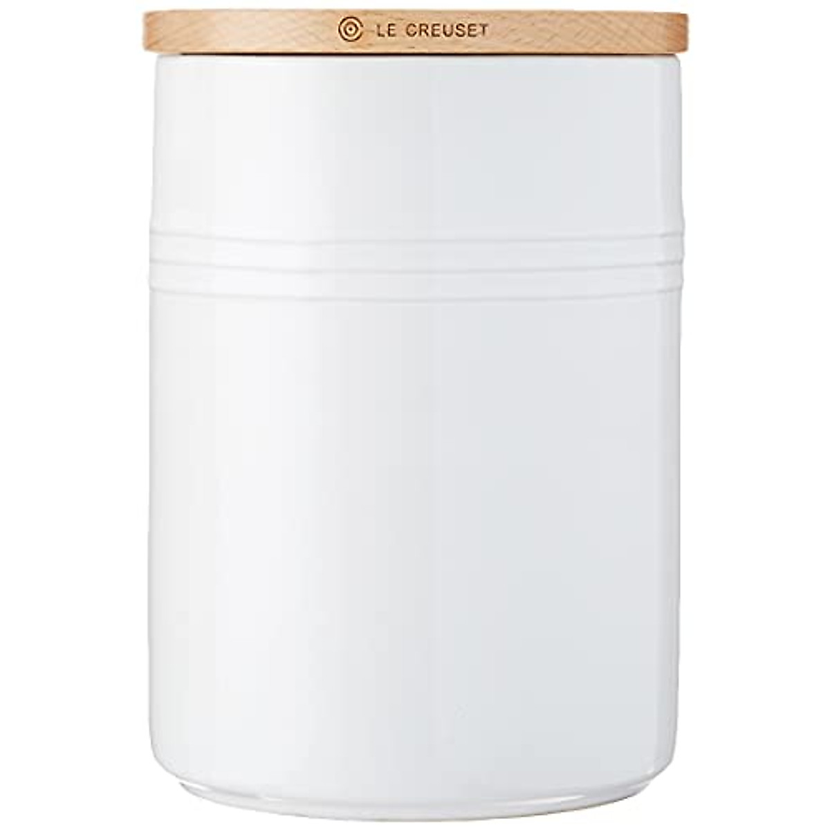 Le Creuset Stoneware Canister with Wood Lid, 2.5 qt. (5.5" diameter), White