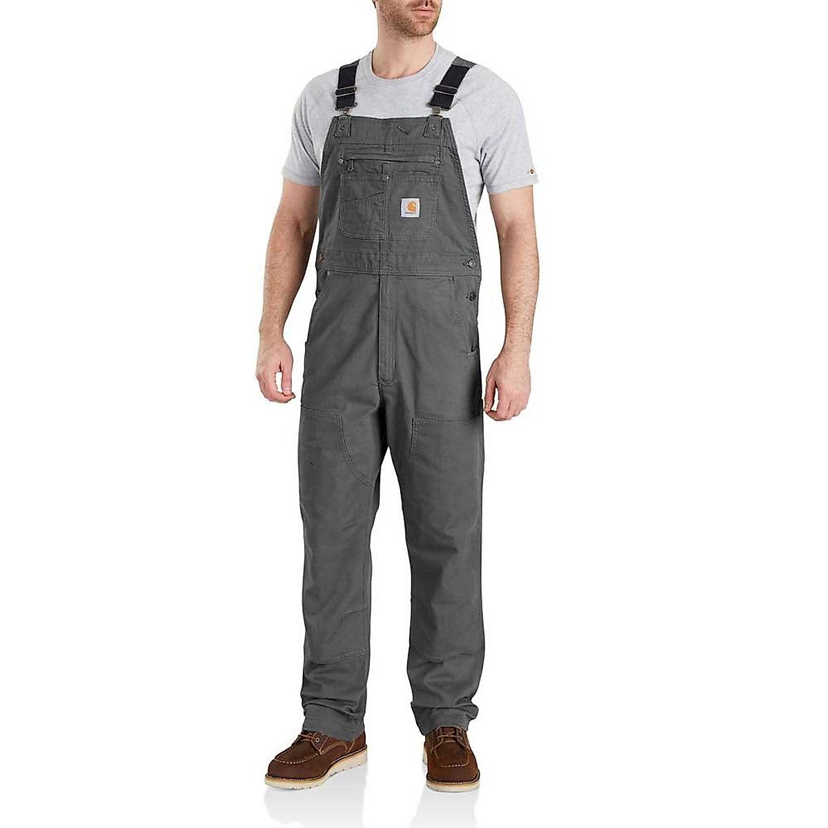 Carhartt mens Rugged Flex Relaxed Fit Canvas Bib Overalls, Gravel, 34W x 30L US