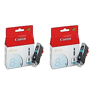 Canon 2 Pack CLI-8PC Photo Cyan Ink Cartridge for Select PIXMA IP, MP, Pro Series Printers