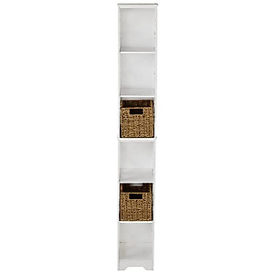 Slim 6-Cubbie Decorative Shelving Unit, Vertical Space (White)