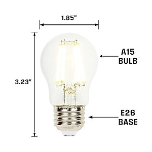 Westinghouse 5277000 6 Watt (60 Watt Equivalent) A15 Dimmable Clear Filament LED Light Bulb, Medium Base
