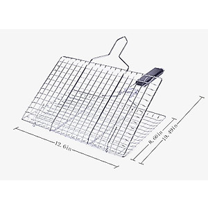 Foldable Grill Basket,Portable Stainless Steel BBQ Barbecue Grilling Basket,With Removable Handle,For Vegetables,Steak,Fish,Shrimpand Whether At Home or OutdoorsBBQ,It Is A Very Practical Barbecue Tool