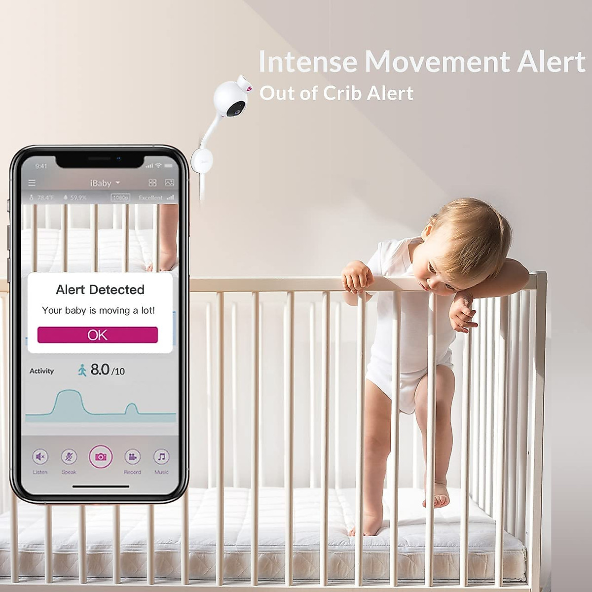 iBaby i2 Breathing Smart Baby Monitor and iBaby M8 2K Baby Camera Monitor, Night Vision, 2 Way Talk, Compatible with Smartphone.