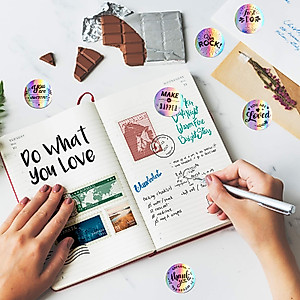 Zonon 500 Pcs Motivational Positive Affirmation Stickers Good Luck Inspirational Quote Stickers Roll Laser Encouraging Inspiring Labels Holographic Decal for Kids Adults Book Envelopes, 1.5 Inch