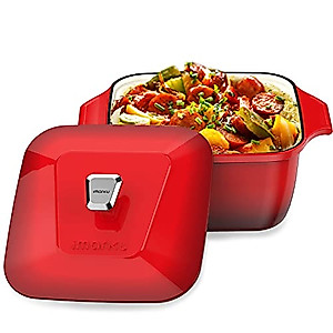 Dutch Oven, imarku 3.5 Quart Enameled Cast Iron Dutch Oven Pot with Lid for Braising, Broiling, Frying, Bread Baking, Roast Turkey, Oven Safe Up To 550°F, Enamel Coating, Nonstick Easy to Clean (3.5QT, RED)