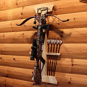 Rush Creek Creations Real tree Crossbow and 10 Arrow Bow Rack - 4 Minute Assembly - Extra Large Pegs , 18.5"L x 1.5"W x 36"H