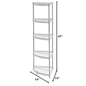 Muscle Rack WSCR141447 5-Shelf Steel Wire Corner Shelving Unit, 14" Width, 47" Height, 14" Depth , White