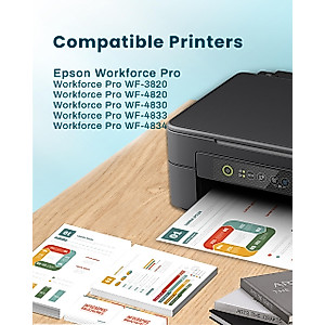 822XL Ink Cartridges Remanufactured Replacement for Epson 822XL Ink Cartridges 822 T822 T822XL for Workforce Pro WF-3820 WF-4820 WF-4830 WF-4833 WF-4834 Printer (4-Pack, Black Cyan Magenta Yellow)