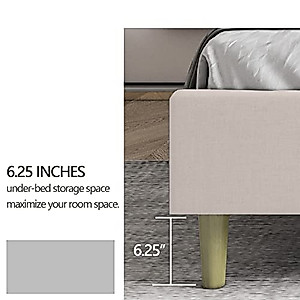Zoophyter Upholstered Platform Bed Frame Queen Size with Headboard,Strong Wooden Slats Support No Box Spring Needed Easy Assembly Cream