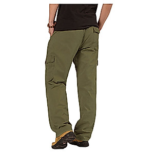 WZIKAI Mens Cargo Pants Elastic Waist Joggers for Men Workout Sweatpants Casual Long Trousers Army Green L