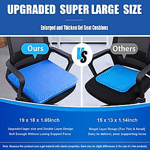 Gel Seat Cushion for Long Sitting Pressure Relief (Super Large & Thick) - Non-Slip Gel Chair Cushion for Back,Sciatica,Tailbone Pain Relief - Seat Cushion for Office Desk Chair,Car Seat,Wheelchair