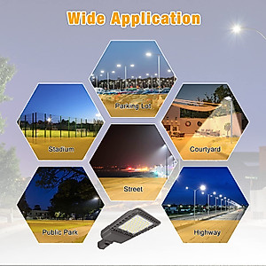 JC-LGL 300W LED Parking Lot Light 2Pack, LED Shoebox Light with 42000LM 5000K Daylight, IP65 Waterproof Dusk to Dawn Parking Lot Light with Slip Fitter, Dimmable Area Light for Parking Lot Stadium