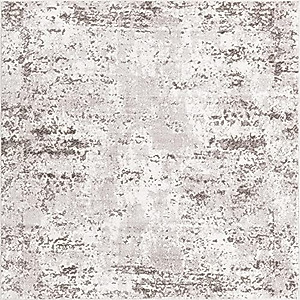Unique Loom Eos Collection Area Rug - Borealis (6' Square, Stone Gray/Ivory)