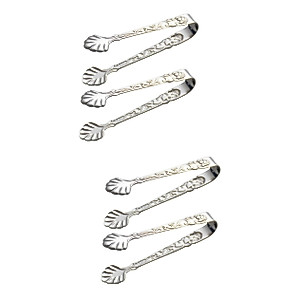 Amosfun 4 Pcs Food Clip Stainless Steel Ice Tongs Sugar Tongs Capacillos Para Cupcake Mini Kitchen Utensils Buffet Tong Salads Tong Kitchen Supplies Stainless Steel Clamp Metal Fruit Pizza