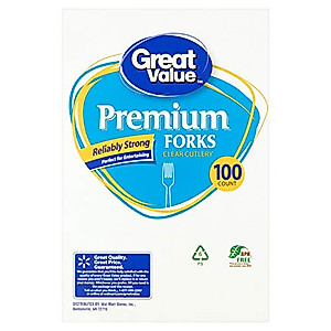 Great Value Pack Premium Disposable Plastic Forks, 100ct (1)