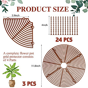 Sawysine 3 Pcs Plant Pot Cover Plant Protector from Animal Plant Pot Grid with Center Cutout Flower Cover Soil Protectors for Plants(Coffee, 11.8 In)