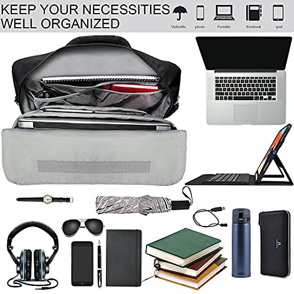 Convertible Laptop and Tablet Shoulder Bag 12 12.9 Inch for iPad Pro 13, iPad Air 13, iPad Pro 12.9 Galaxy Tab S9+/S8+/S7+, Surface Pro 11 10 9 8 X 7